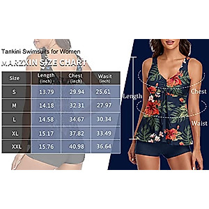 MARZXIN Tankini Swimsuits for Women Two Piece Bathing Suits Swimwear with Boyshorts FloralG XXL