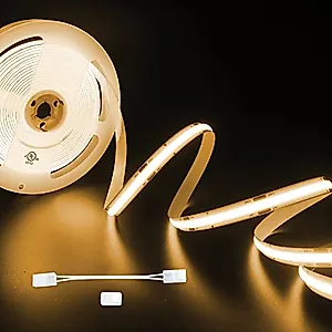 PARMIDA 24V Dimmable COB LED Strip Light, 20FT, UL-Listed, 2700K (Warm White), 12W/M, Flexible & Cuttable Lighting for Bedroom, Kitchen, DIY Home Decoration (RF Remote & Power Supply Not Included)