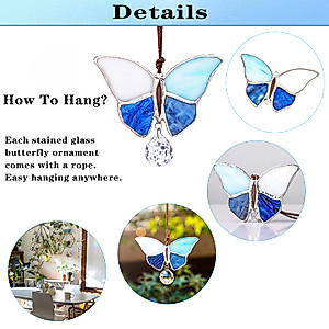 H&D HYALINE & DORA Tiffany Stained Glass Window Hangings Butterfly Shaped Art Style Sun Catcher Windows Panels for Home Garden Party Christmas Day Gift