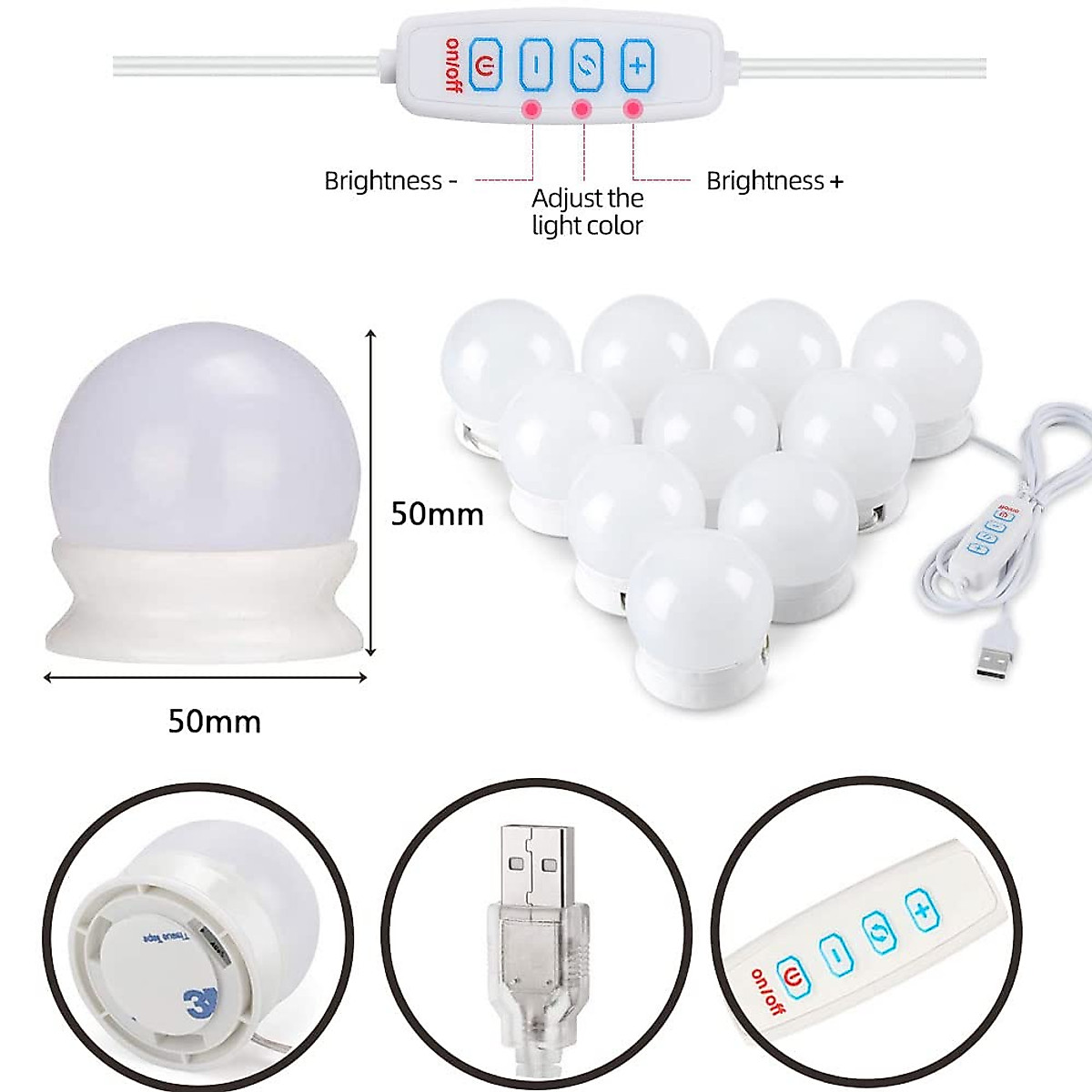 JBLCC Makeup Vanity with Lighted Mirror,Large Vanity Desk with Storage Shelves & 5 Drawers,Cushioned Stool,Makeup Vanity Table with Lights for Bedroom (3080)