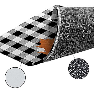 Area Rug for Bedroom Living Room Decor,Thanksgiving Fall Maple Leaves Ultra Soft Non-Slip Accent Rugs Indoor Large Floor Carpet White and Black Buffalo Plaid Non-Shedding Nursery Floor Mat,60x82in