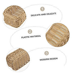 Rattan Storage Basket, Kitchen Utensil Holder Woven Rectangular Storage Baskets Rattan Flatware Tray Cutlery Holders Tableware Storage Box 26X9X8CM