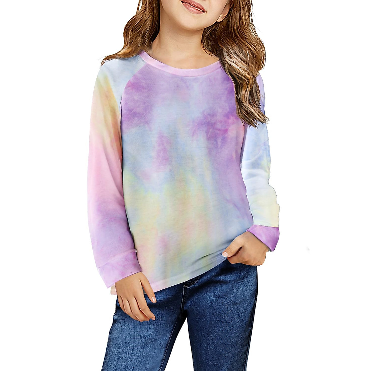 Arshiner Kids Girls Tie Dye Long Sleeve Casual Loose Crewneck Sweatshirts for 4-5T