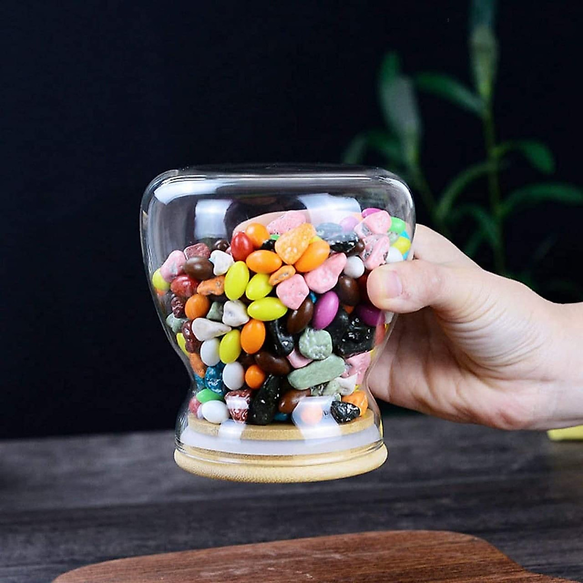 MARTVIA 1150 ML Glass Food Storage Containers with Airtight Bamboo Lid, Thickened Coffee Storage Jars for Home Kitchen, Pantry Tea, Spices, Snack,Salt,Grains,Pasta,Candy, DIY Handmade (1150 ML Set of 1)