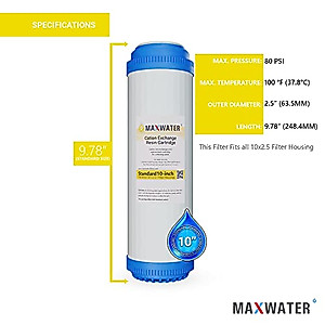 (2 Pack) Calcium, Magnesium TDS Hardness Reduction Water Softening Cation Resin Filters compatible with 10" Standard Whole House Water Filter Systems