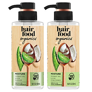 Hair Food Organics Sulfate Free Shampoo and Conditioner Set with Coconut Oil and Aloe, 10.1 Fl Oz Each