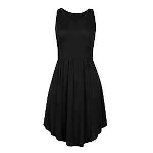 Mini Dresses for Women Sexy Women Summer Casual Simple Solid Color V Neck Pocket Dress