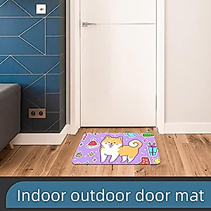 VBFOFBV Bathroom Rugs Absorbent Bath Mats for Bathroom Kitchen Bath Rugs Indoor Outdoor Area Rugs, Cartoon Animal Shiba Inu Christmas