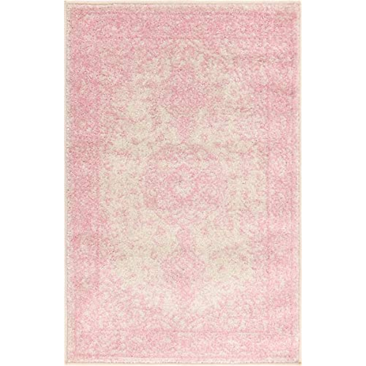 Rugs.com Dover Collection Rug – 2' x 3' Pink Low-Pile Rug Perfect for Entryways, Kitchens, Breakfast Nooks, Accent Pieces