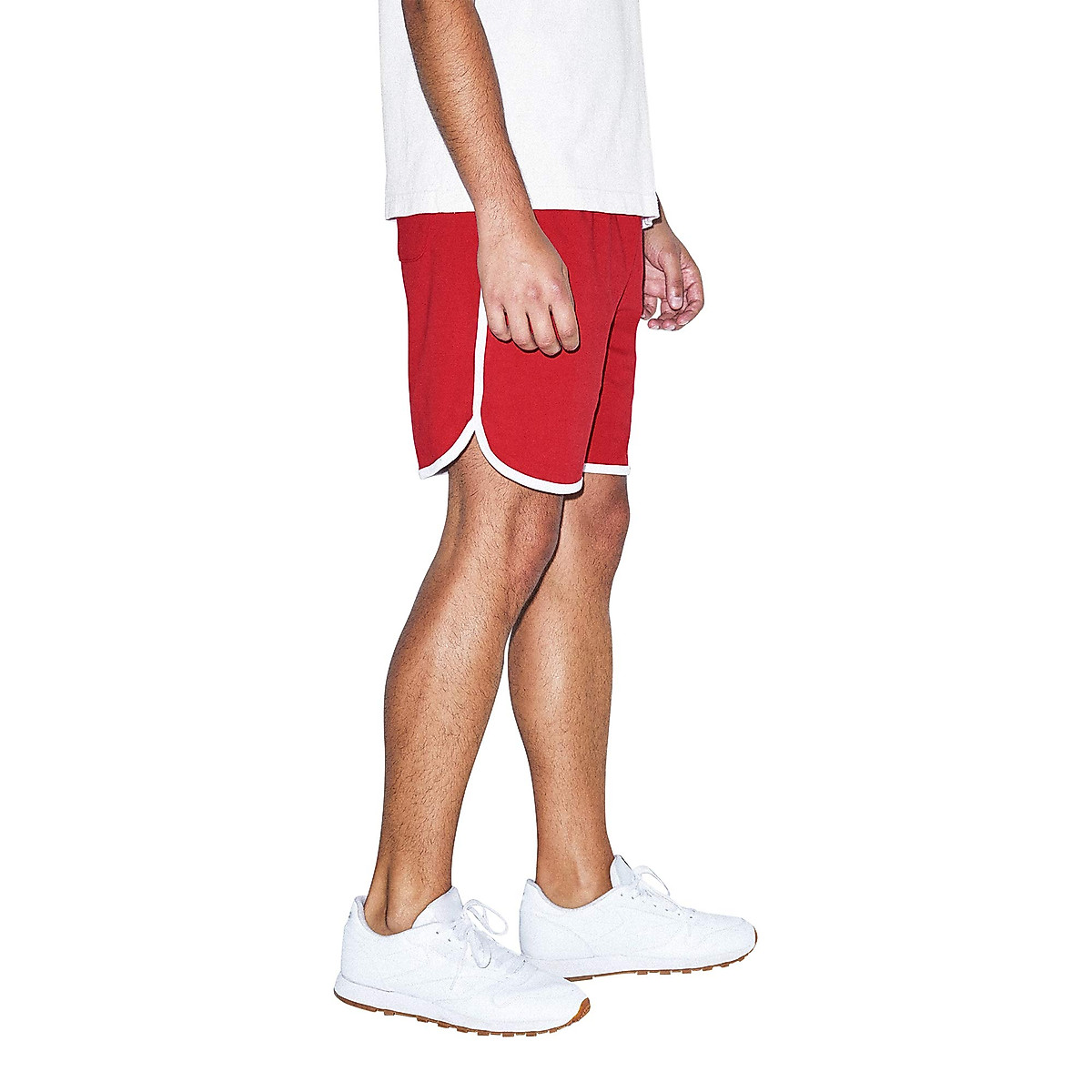 American Apparel Men's Interlock Basketball Shorts, Red/White, Medium