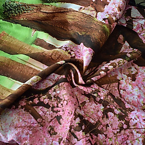 BROSHAN Pink Flower Tapestry Wall Hanging, Nature Floral Bedroom Tapestry Small - Cute Cherry Flowers Trees Garden Scenic Tapestries for Living Room Home Office Dorm Fabric Wall Art Blanket