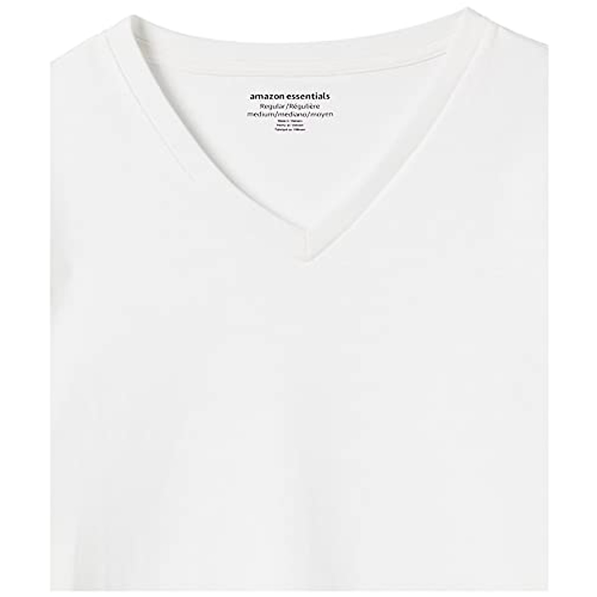 Amazon Essentials Men's Regular-Fit Short-Sleeve V-Neck T-Shirt, Pack of 2, White, Medium