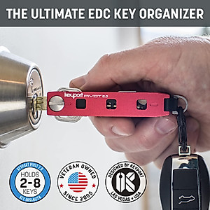 Keyport Pivot 2.0 - Premium Key Organizer Keychain w/Key Ring for Auto Fob + Lost & Found | Smart Key Chain for Men | Modern Car Key Holder + EDC Tools | Compact Minimalist Key Case | Aluminum (Red)