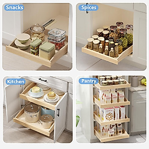 LOVMOR Single Pull Out Cabinet Organizer 26”W x 21”D, Soft Close Slide Out Drawer Storage Shelves for Kitchen, Wood Cabinet Shelf Pull-Out Organizer Storage for Base Cabinet