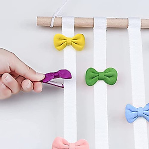 Danightime 48.5" X 16.5" Bow Holder for Baby w/7 Cotton Ribbons, 6 Metal Hooks , 1 Seamless Hook & 1 Wooden Wall Hook, Hair Bow Organizer for Girls, White