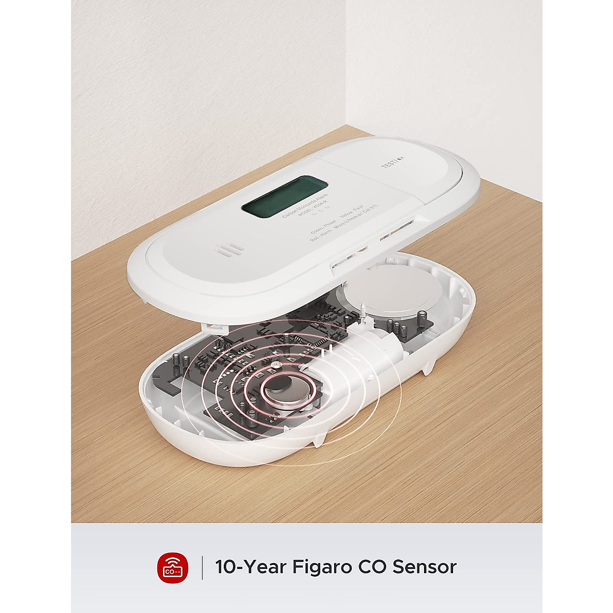 X-Sense Carbon Monoxide Detector Alarm with Digital LCD Display, CO Detector Alarm with 5-Year Replaceable Battery and Peak Value Memory, XC04-R