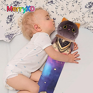 MerryXD Kawaii Long Cat Plush Body Pillow, 28”Soft Cute Black Stuffed Animals Plushies, Kids Big Doll Toys, Ideal Gifts for Cuddles,Girls,Girlfriend,Boys,Birthday,Christmas,Halloween,Valentine's Day