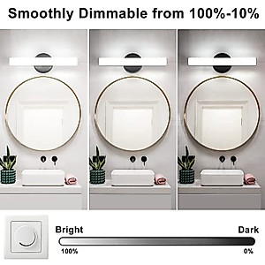 FOLKSMATE Modern Dimmable LED Vanity Light Bar Lighting Fixtures, 15.9 Inch LED Bathroom Light Fixture Over Mirror, 15W 1300LM Daylight White 5000K Wall Sconces Lighting, Black Bath Light Bar