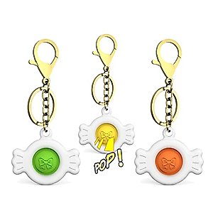 SVNVIOZ 3-Pack Simple Candy Dimple Push Pop-It Fidget Toys, Pop Keychain Toy Single Popit Fidget Popper Portable Fidget Toy with Buckle Ring Stress Relief and Anti-Anxiety Puzzle Fun
