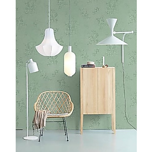 Dimoon Wallpaper 78.7"x17.3" Thicken Embossed Floral Stick and Peel Wallpaper Green Flower Stick Peel Contact Paper Solid Pure Waterproof Green Adhesive Wallpaper Removable Shelf Vinyl Roll