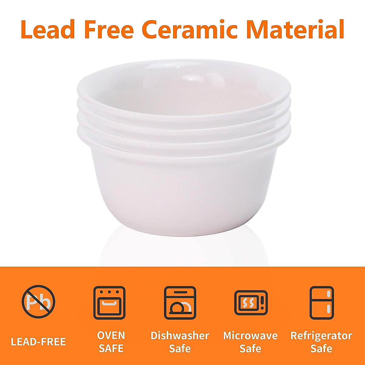 Luvan 4Pcs Fondue Pot Set for Chocolate Butter Cheese, 5oz Butter Warmer for Seafood with 20 Tealight, Ceramic Bowl Oven Microware Dishwasher Safe,Perfect for family dip Fruit,Dessert,Snack