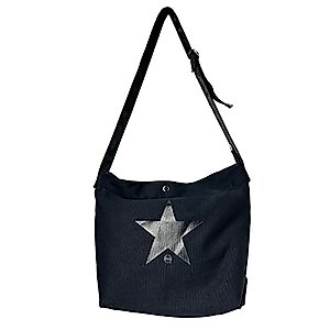 Fashion star canvas shoulder bag for men and women casual big travel bag leather messenger bag
