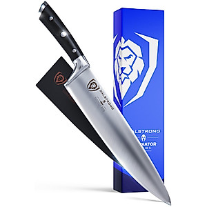 Dalstrong Chef Knife - 10 inch - Gladiator Series Elite - Forged High Carbon German Steel - Razor Sharp Kitchen Knife - Full Tang - Black G10 Handle - Sheath Included - Chef's Knife - NSF Certified