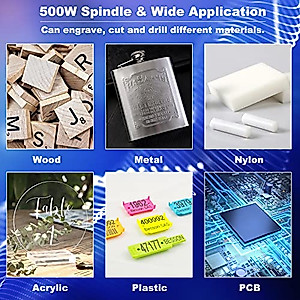 500W CNC Machine for Metal, 3020 CNC Router Machine for Stainless Steel Acrylic PCB PVC Wood Carving Milling Engraving, Linear Guideway Structure Engraver with Working Area 11.8 x 7.9 x 2.9"