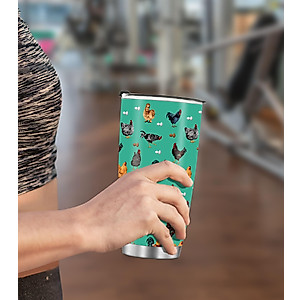 WIRESTER 20 OZ Stainless Steel Tumbler With Lid, Double Wall Vacuum Insulated Tumbler, Coffee Travel Mug Cup for Hot Cold Drinks - Chicken Pattern