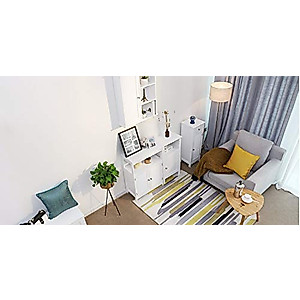 VASAGLE Bathroom Storage Floor Cabinet Free Standing with Double Shutter Door and Adjustable Shelf White