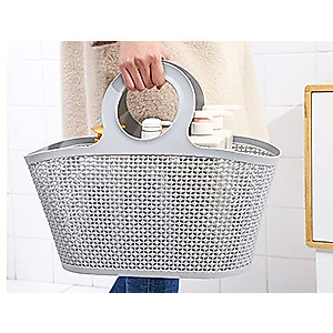 Lawei 4 Pack Shower Caddy Baskets with Handle - Bathroom Shower Tote Basket, Shower Caddy Bins Organizer for Holds Shampoo, Conditioner, Soap, Cosmetics, Beauty Products
