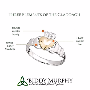 Claddagh Ring For Women Made In Ireland 925 Sterling Silver with Brilliant Green Cubic Zirconia Heart Woven Band Detail Made by Irish Artisan Jewelers, Size 6.5