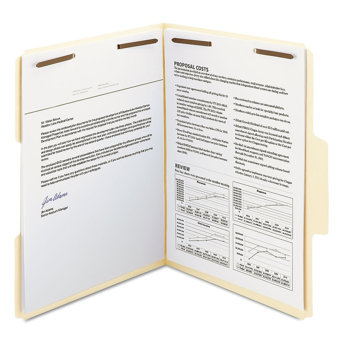 Smead SuperTab® Fastener File Folder, 2 Fasteners, Oversized Reinforced 1/3- Cut Tab, Guide Height, Letter Size, Manila, 50 Each per Box (14535)