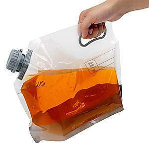 Restaurantware Cater Tek 1/2 Gallon Water Containers 2 Drink Bags - Collapsible Includes Tamper-Evident Caps Clear Plastic Beverage Bags For Catered Events Camping or Hiking Durable Handle