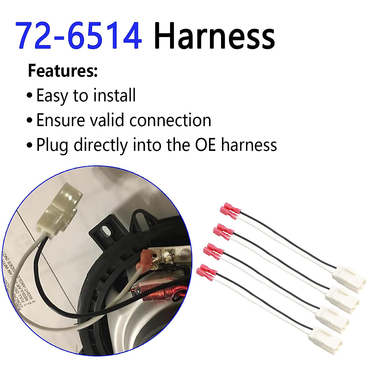 Car Speaker Adapter Wire Harness Front Rear Door 72-6514 Compatible for Jeep Dodge Chrysler Town & Country Dakota Ram Wrangler Speaker Wiring Harness Speaker Connector 4 Pack