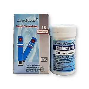 EasyTouch Blood Cholesterol Test Strips - 10 Test Strips Refill - for Easy Touch GCHb Meter