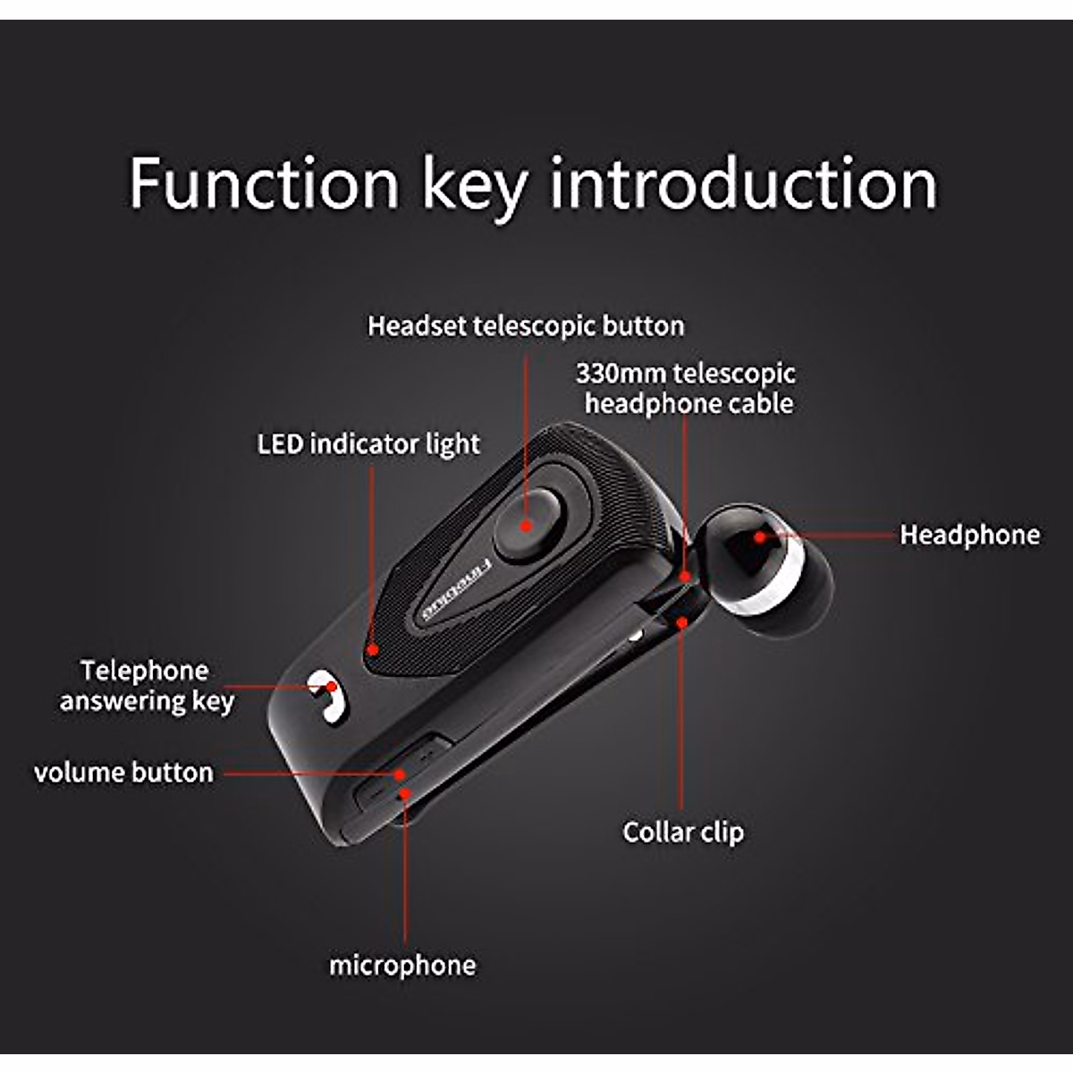 Fineblue F930 Wireless Freedom Business Bluetooth Headset Call Clarity Golden Blue Music No Bound Smart one Drag Two Bluetooth Earphone - Black