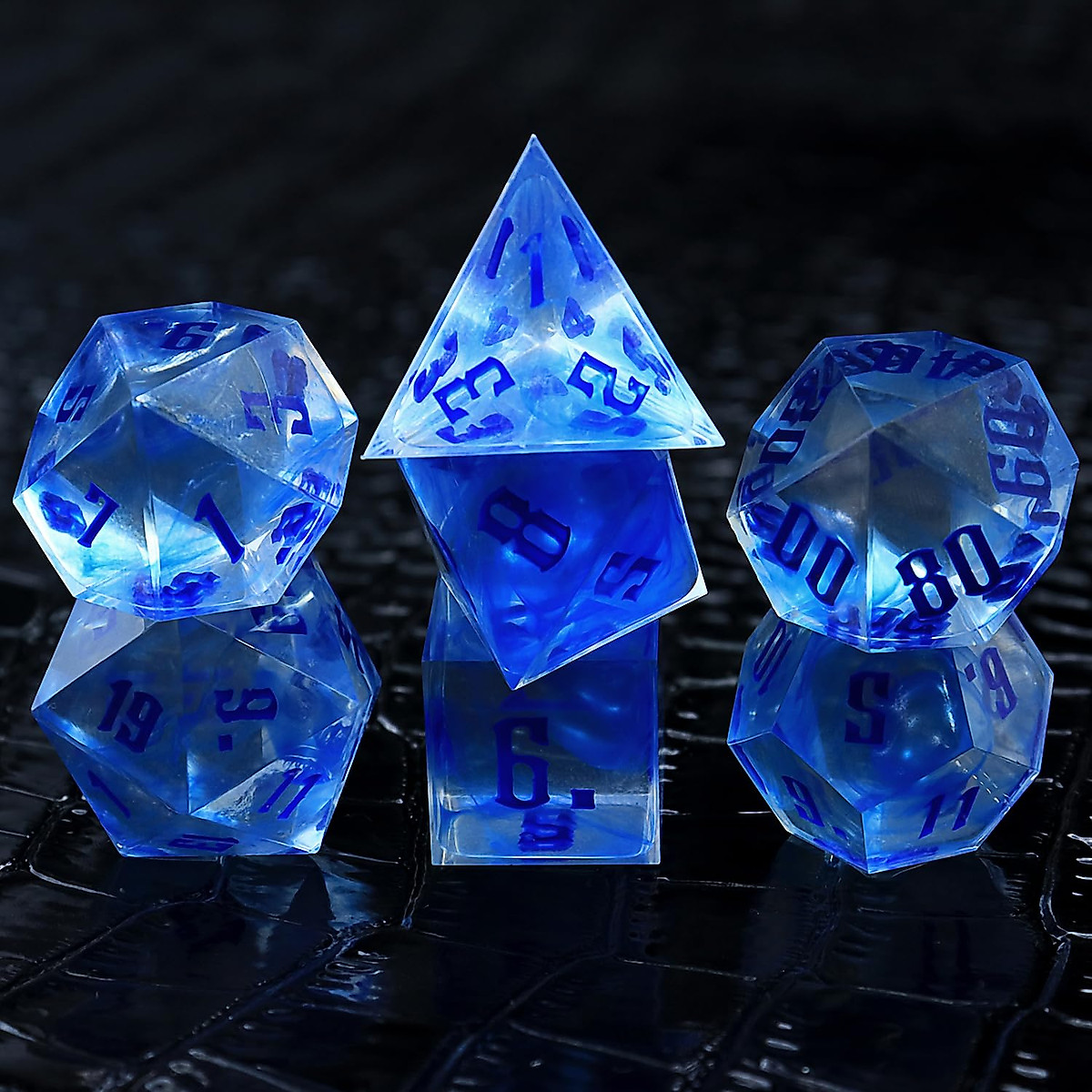 DND Liquid Dice Set Polyhedral Dice for Dungeons & Dragons (D&D) RPG Magic RPG Tabletop Dice Complete D4 D6 D8 D10 D12 D20 (Ice Sword)