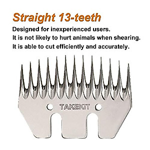 TAKEKIT Sheep Shears Wool Clippers Universal Replacement Blades, Shearing Comb and Cutter Blade Set, Stainless Steel Straight 13-Teeth