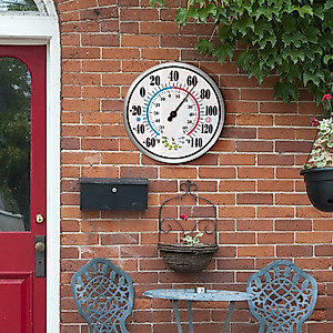 Indoor Outdoor Thermometer - Outdoor Thermometers for Patio Large Numbers 12Inch Weatherproof, Battery Free Auto Calibrate Thermometer Hygrometer with Stainless Steel Enclosure