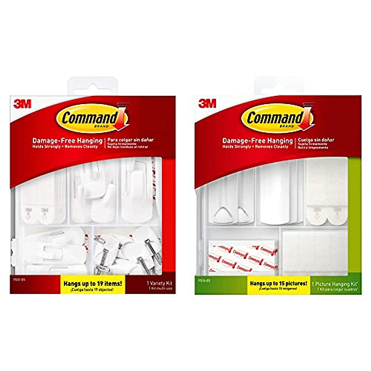 Command General Purpose Variety Kit, Hangs Up to 19 Items, Organize Damage-Free & Picture Hanging Kit, Indoor Use, Hangs up to 15 Pictures