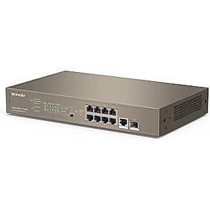 Tenda TEG5310P, Layer-3 Gigabit Managed PoE Switch, Enterprise 10 Port PoE Switch with 8 x PoE+ @ 150W, 1 x GE Port & 1 x SFP Port, Smart PoE Power Supply, Flexible QoS/ IGMP/ ACL/ ARP/ DHCP Snooping