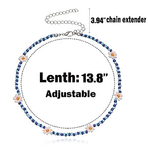 GYSONG Beaded Choker Necklaces For Women Vsco Boho Handmade Flower Necklace Cherry Cute Necklace For Women Beach Necklace Set 6 Pieces