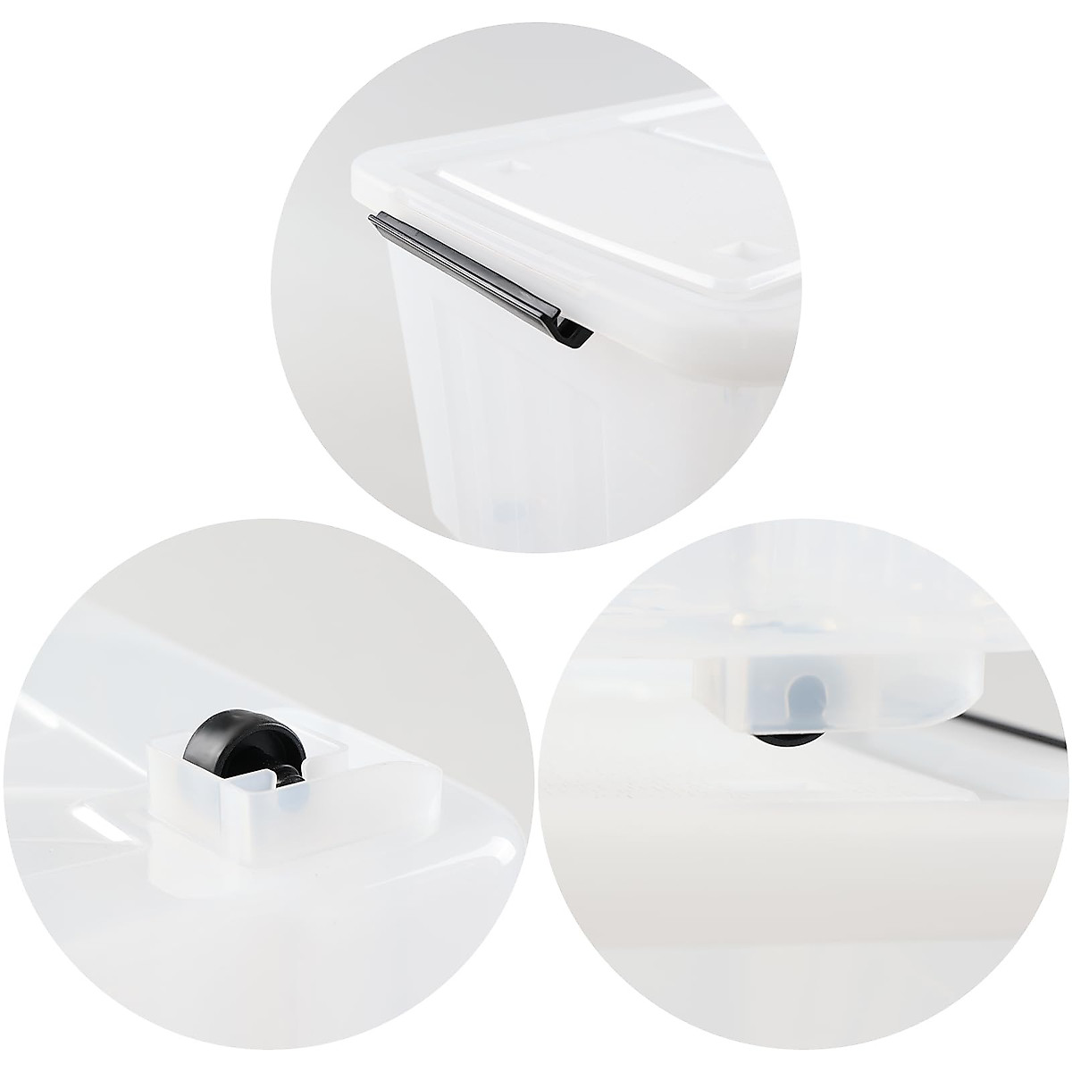 Yesdate 4-Pack Plastic Storage Box, 50 L Clear Large Storage Bin with Wheels