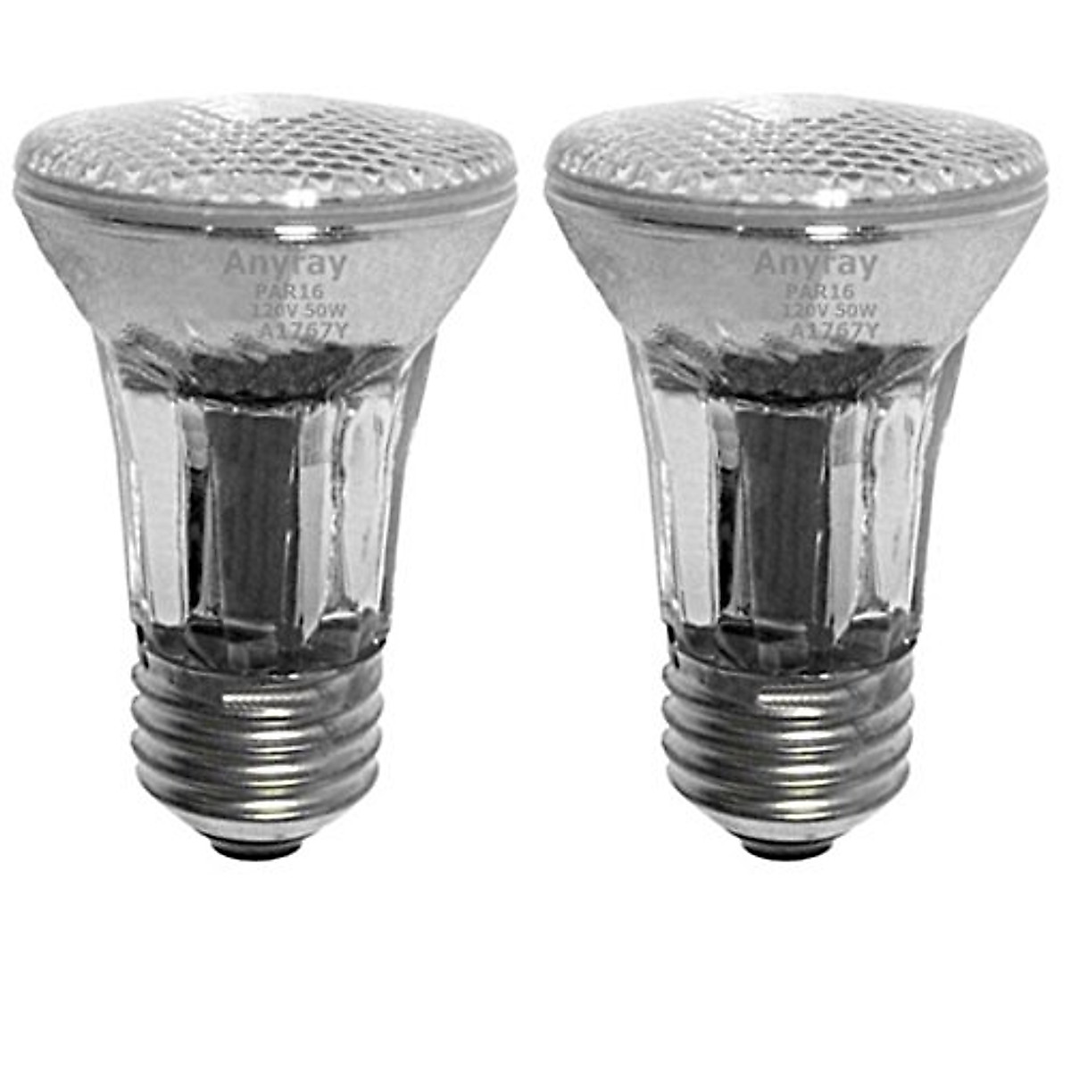 Anyray A1767Y (2)-Pack 50-Watts PAR16 Narrow Flood Halogen Light Bulb 130V Medium Screw E26 50W 120V Dimmable