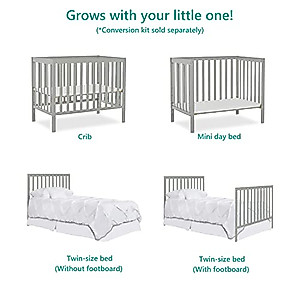 Dream On Me, Edgewood 4-in-1 Convertible Mini Crib, Cool Grey , 40x25x33 Inch (Pack of 1)