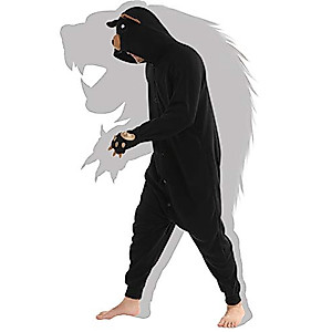 dressfan Animal Onesie Bear Onesie Cosplay Costume with Paw glove black white (S(59"-63"), Black)