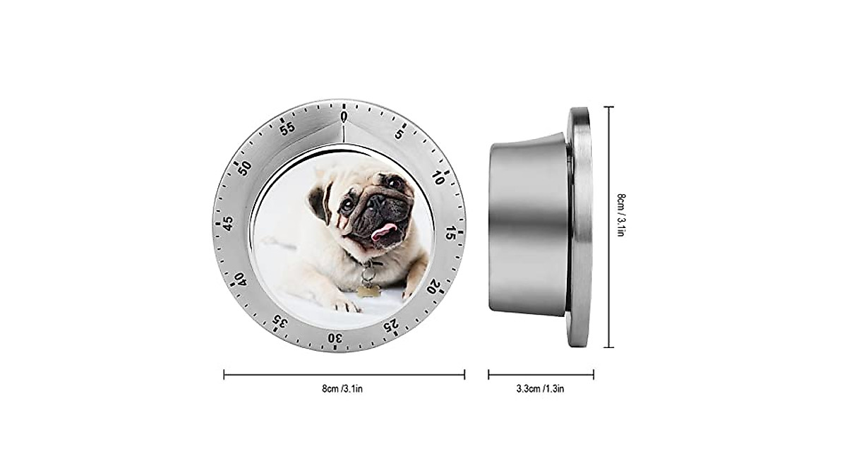 Pug Dog Magnetic Kitchen Timer | Countdown Clock for Cooking & Study