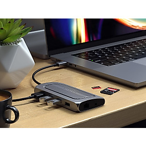 Satechi USB4 Multiport Adapter, USB C Hub with 8K HDMI, 100W USB C PD Charging, 3 USB-A, Ethernet, Micro/SD Card Readers, Audio Jack, for MacBook Pro/Air M1 M2 M3, Windows