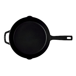 Milo by Kana 10-Inch Enameled Cast Iron Skillet | Nonstick Pre-Seasoned Cast Iron Grill Pan | Oven Proof and Dishwasher Safe | Cast Iron Cookware (Gloss Black)